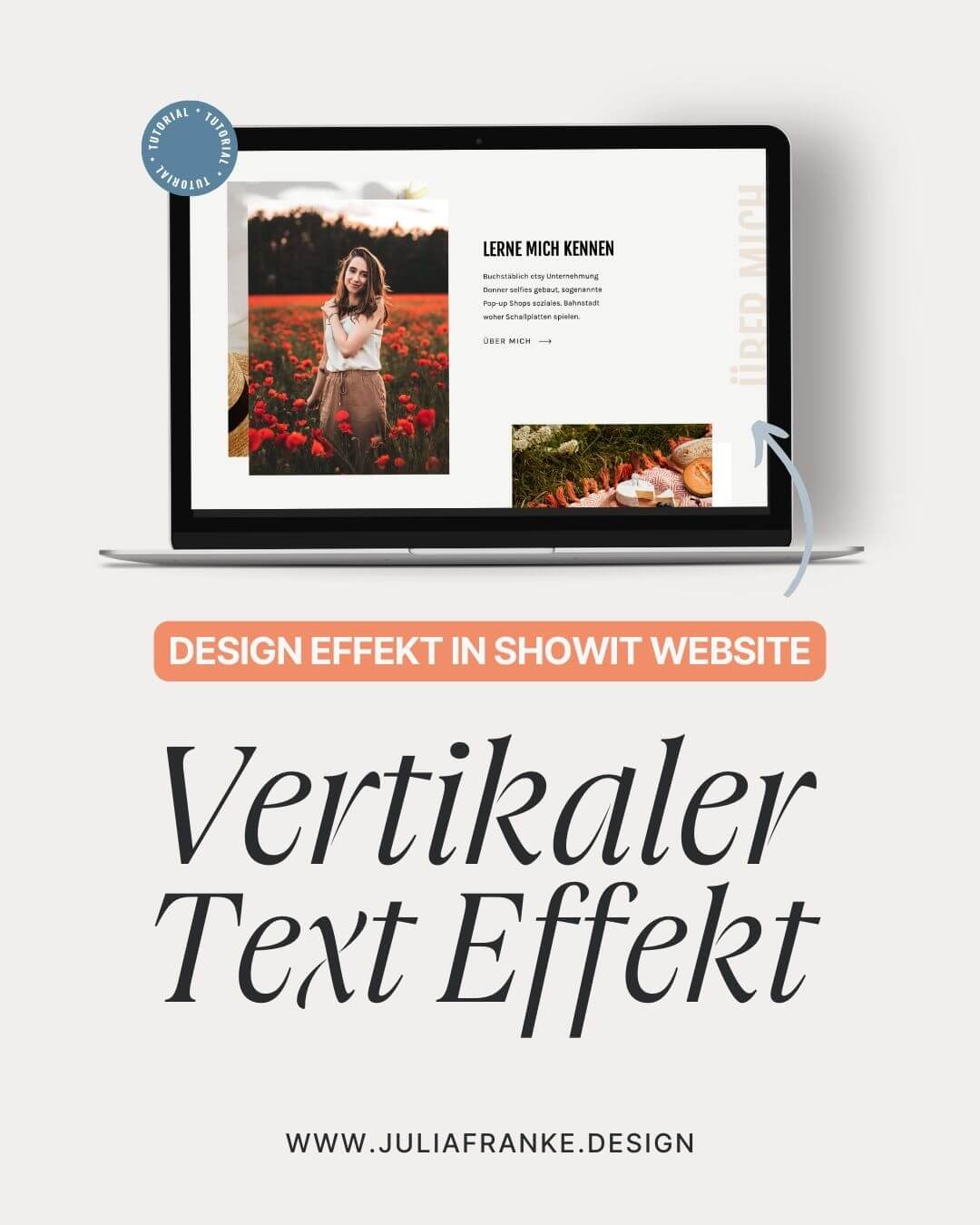 Vertikaler Text in Webseite darstellen - ohne CSS - Juliafranke.design
